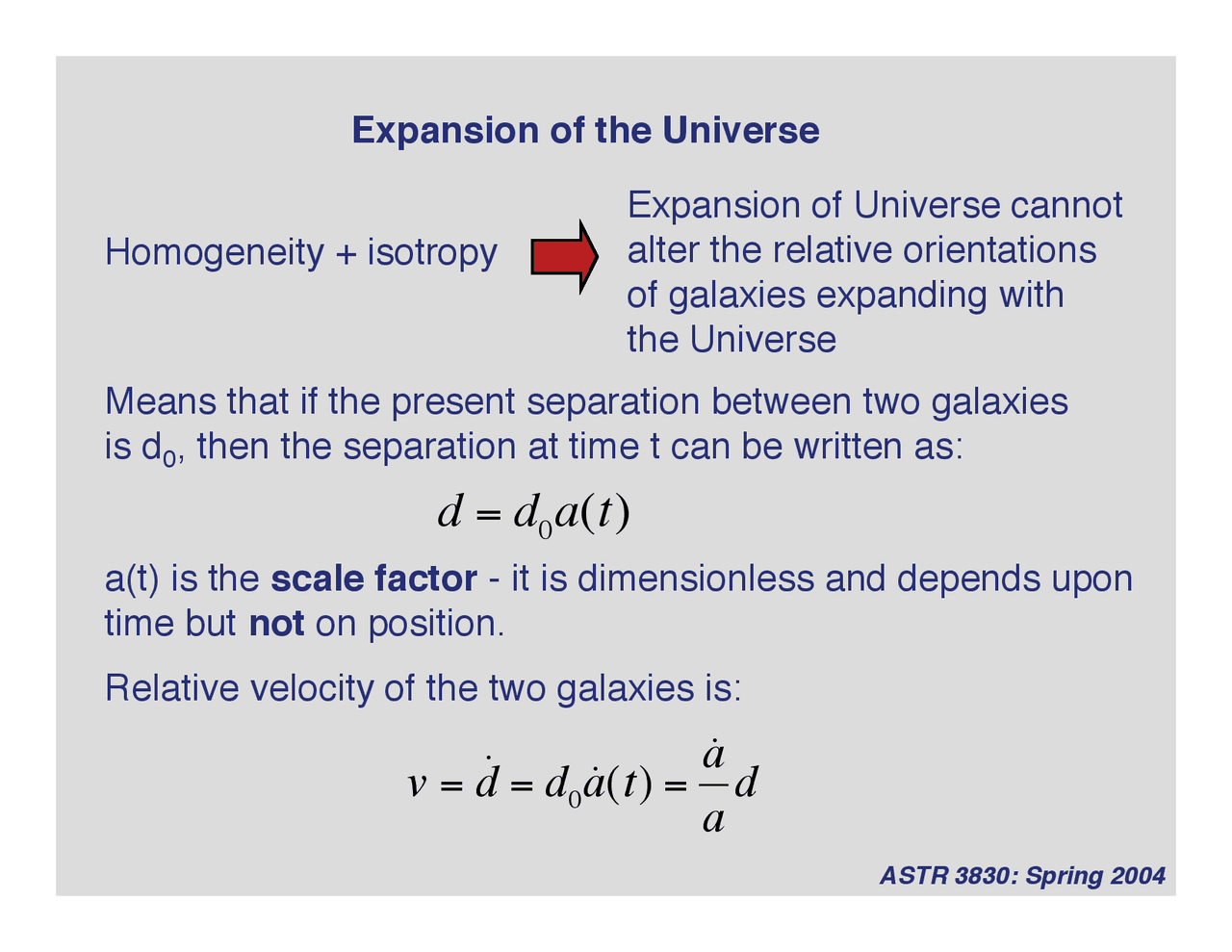 Expansion of the Universe - Astrophysics 2 Galactic and Extragalactic ...