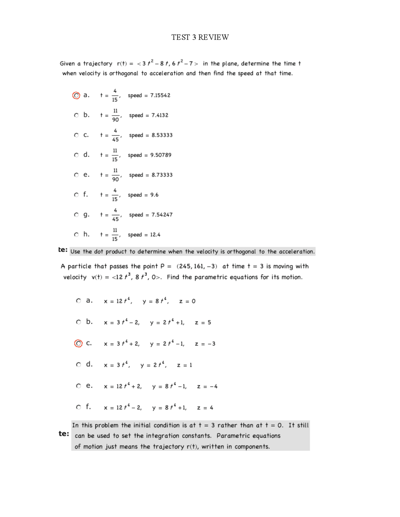 Review Of Vector Geometry Exercises And Solutions Math 1224 Docsity
