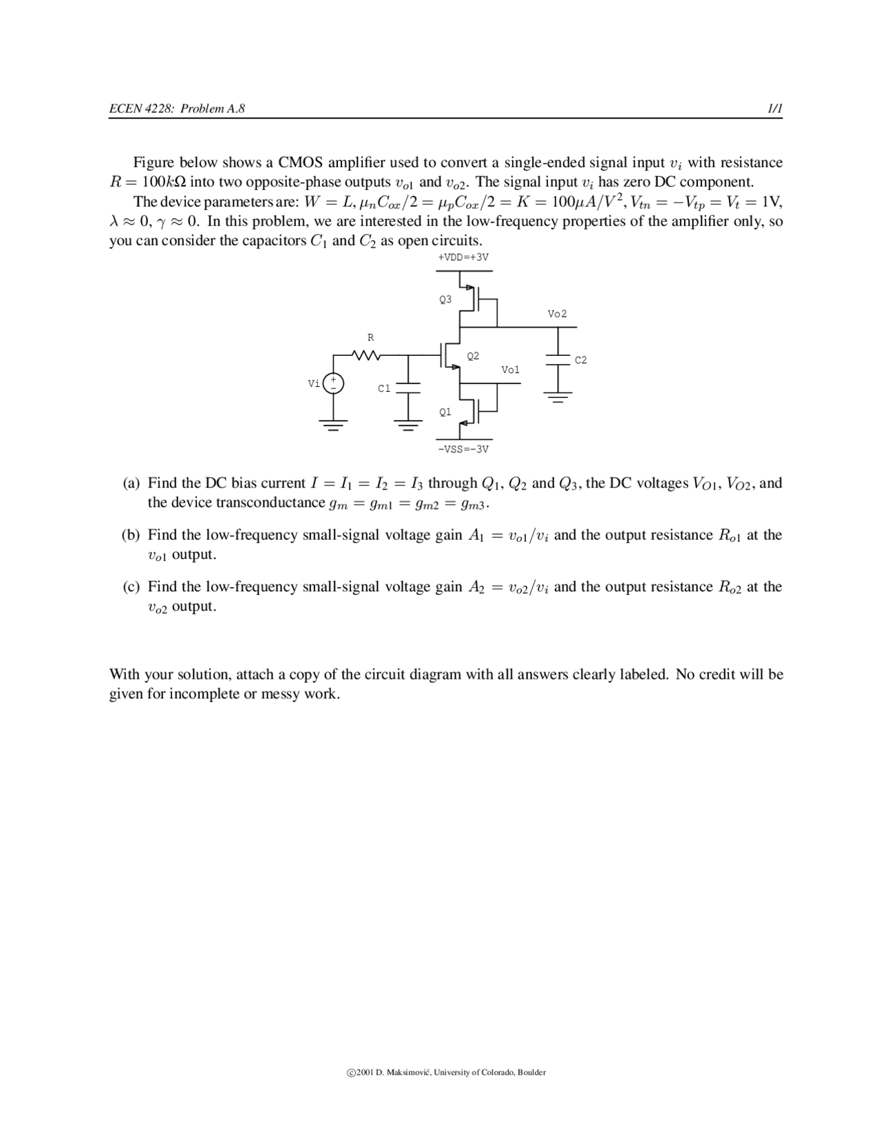 Assignment 8 Problem Analog Ic Design Ecen 4827 Docsity