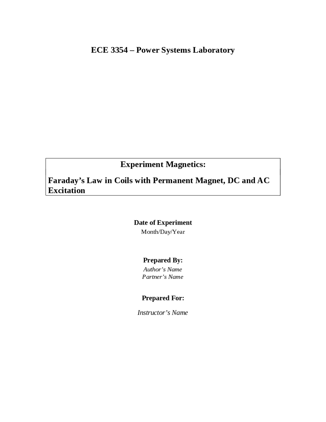 Experiment Magnetics: Faraday’s Law in Coils with Permanent Magnet, DC and AC Excitation | ECE ...