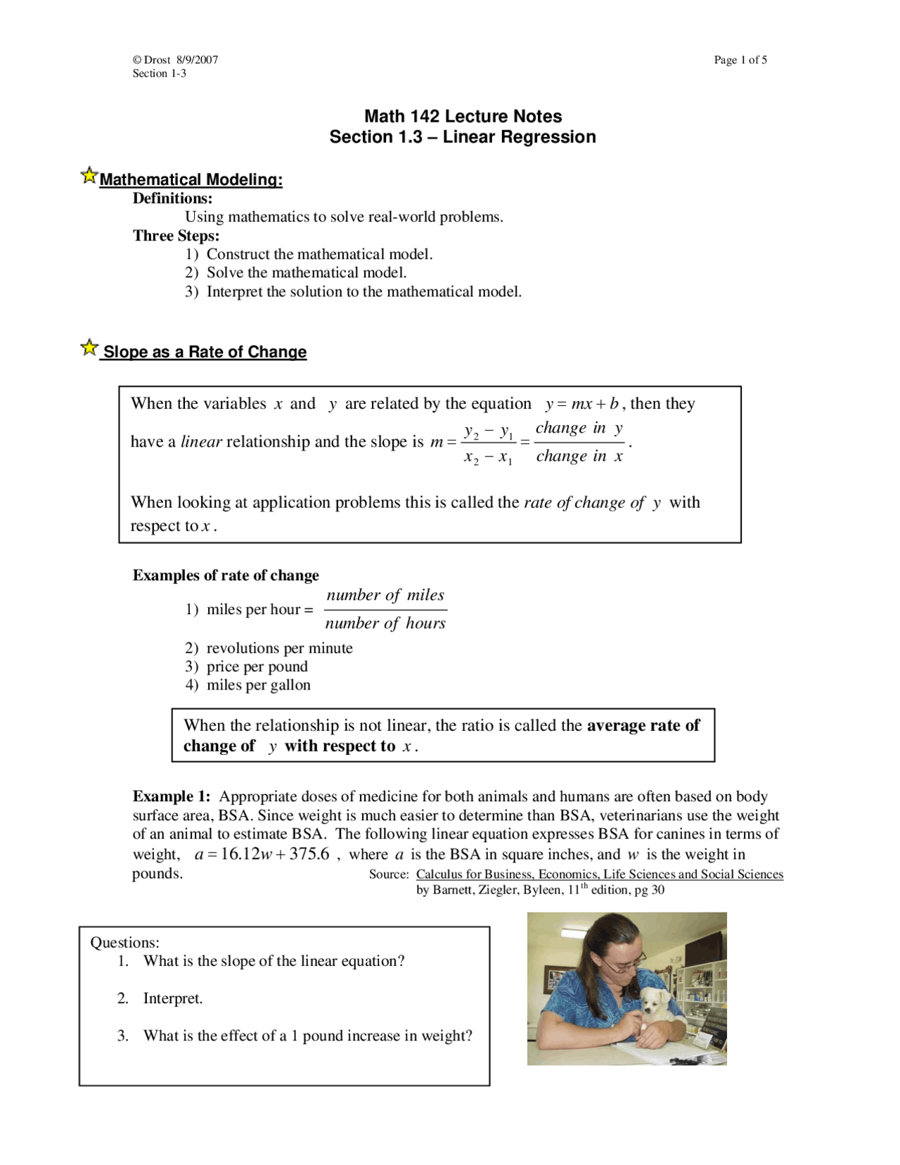 Linear Regression Lecture Notes Business Math Ii Math 142 Docsity