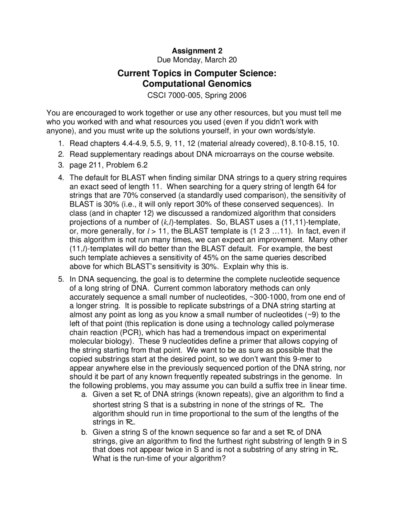 Assignment 2 Problems Current Topics In Computer Science Csci 7000