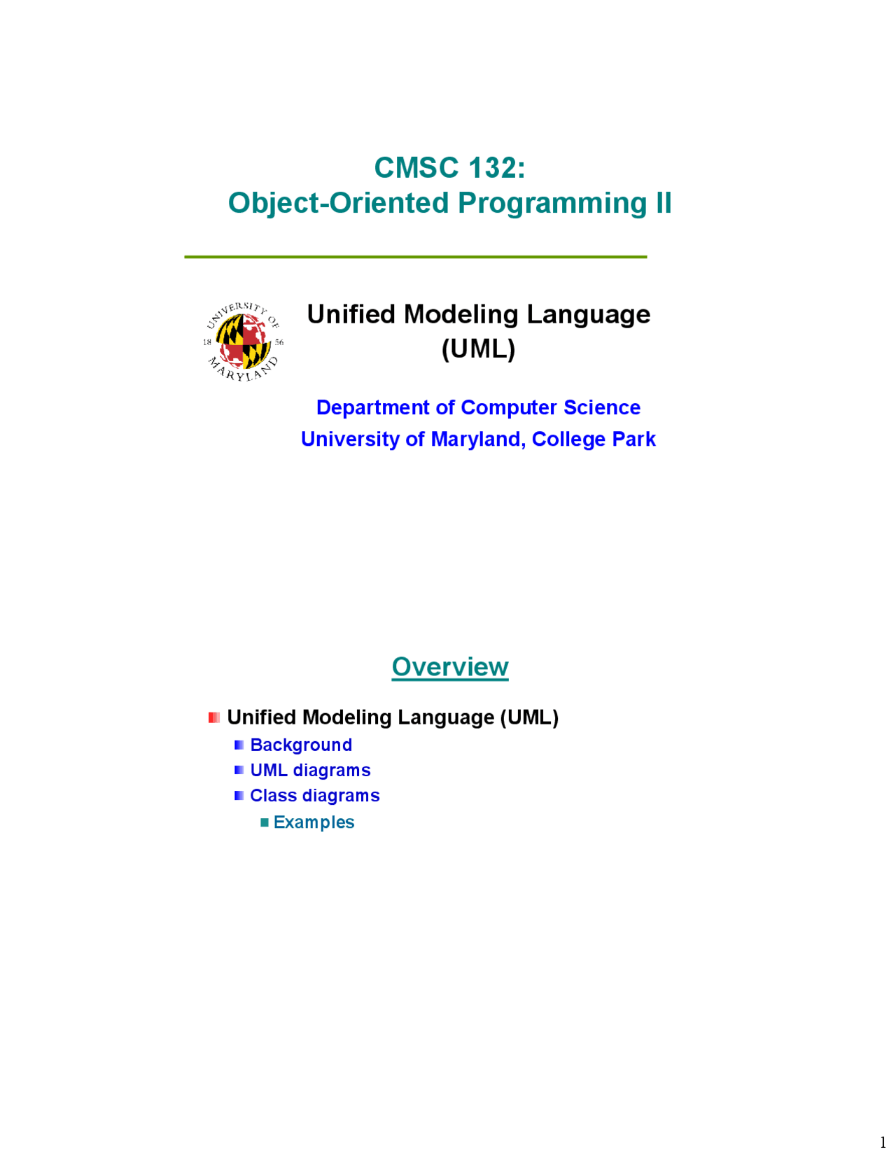 Review Sheet For Unified Modeling Language Cmsc 132 Docsity