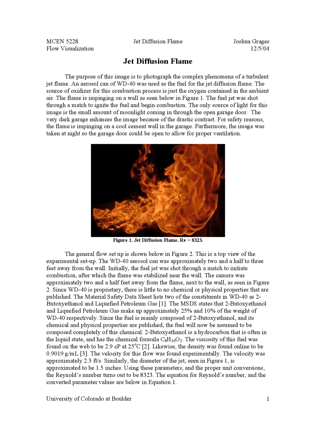 Jet Diffusion Flame Flow Visualization Mcen 5228 Docsity