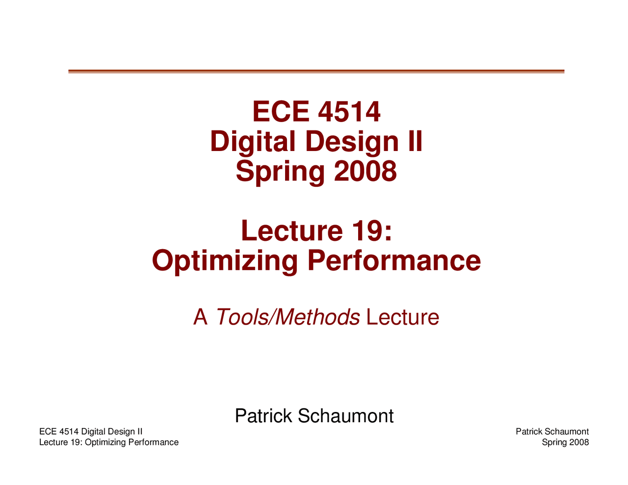 Optimizing Performance Digital Design Ii Ece 4514 Docsity