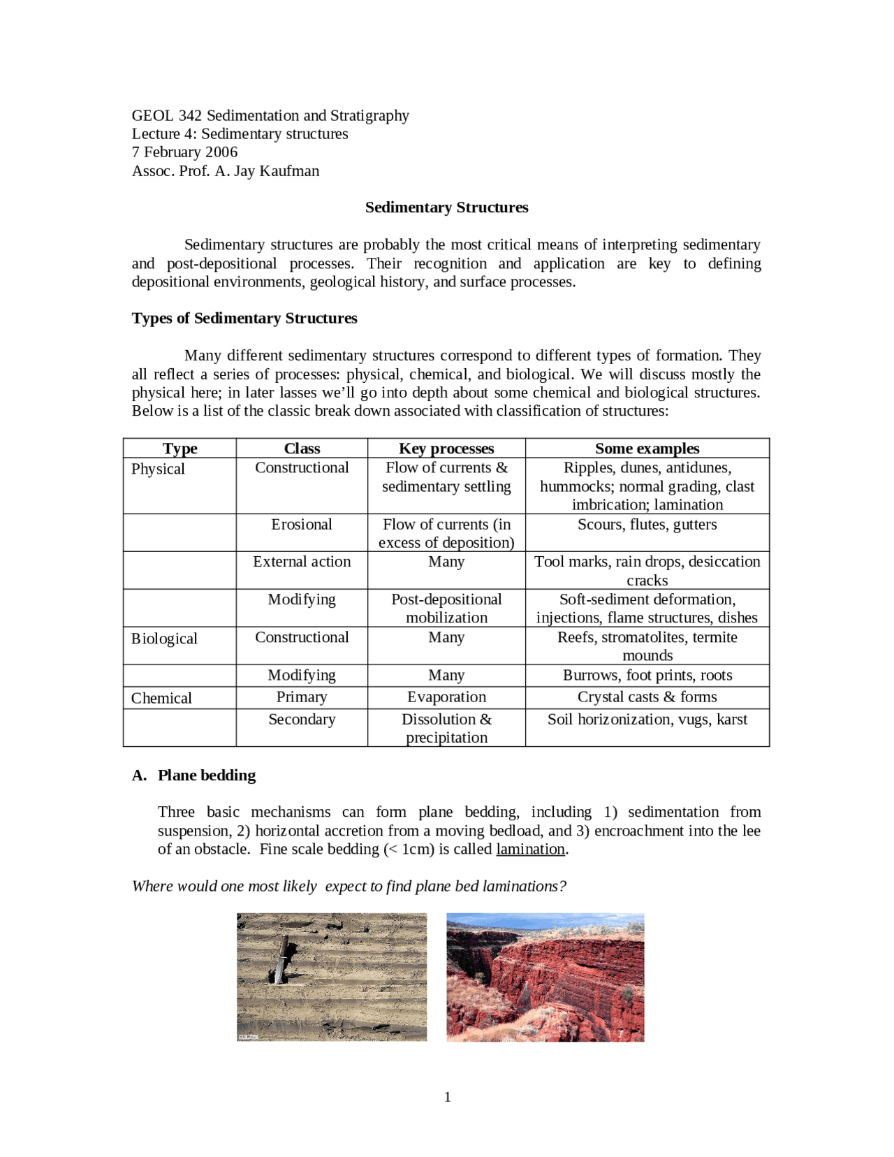 Sedimentary Structure - Sedimentation and Stratigraphy | GEOL 342 - Docsity
