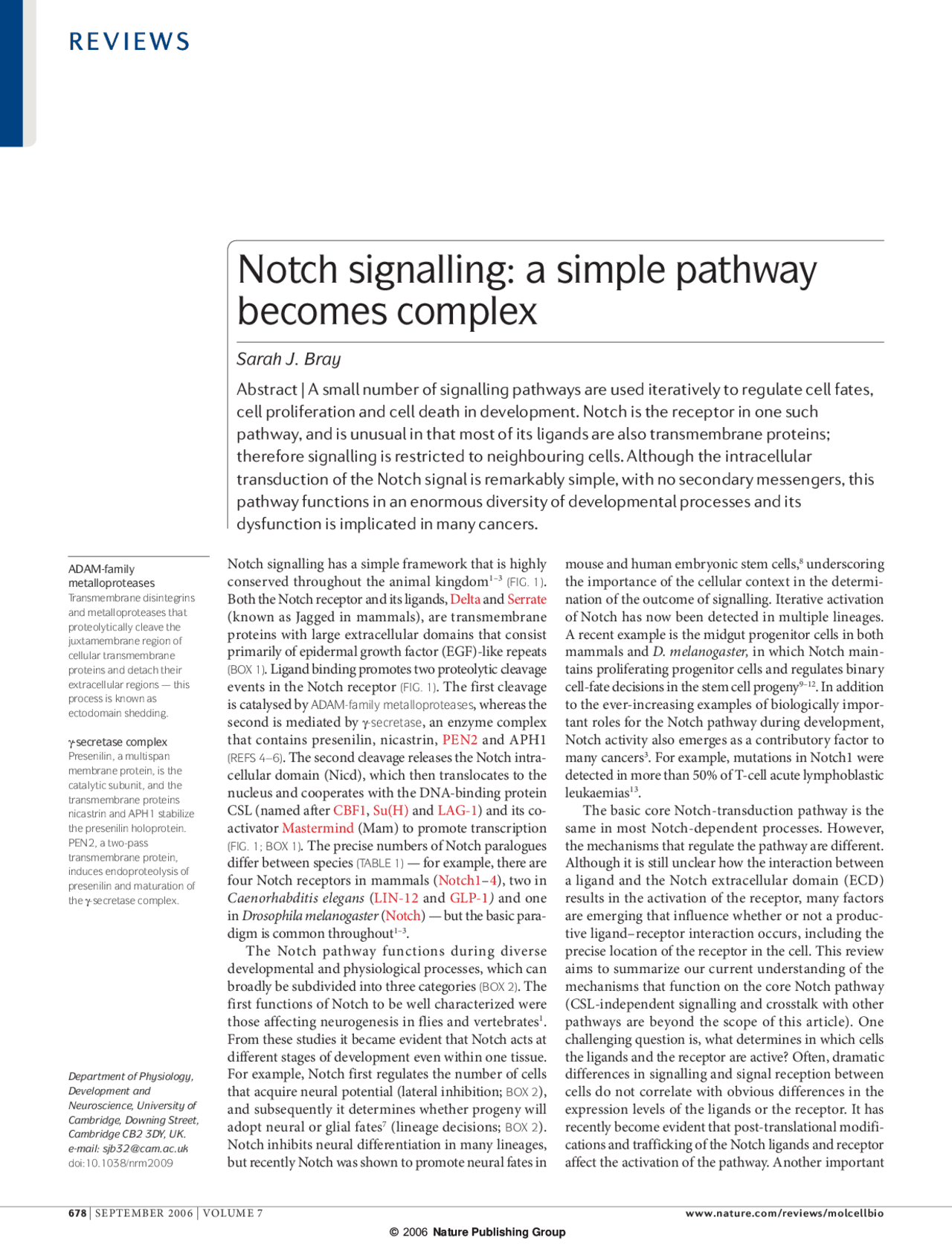 Notch Signaling A Simple Pathway Becomes Complex Framework Mcdb