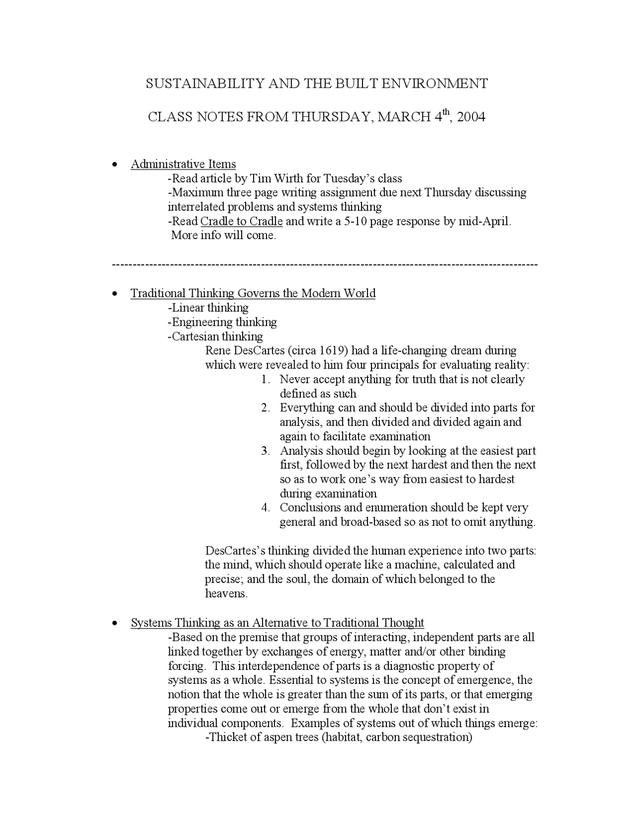 Sustainability and the Built Environment - Notes | CVEN 4700 - Docsity