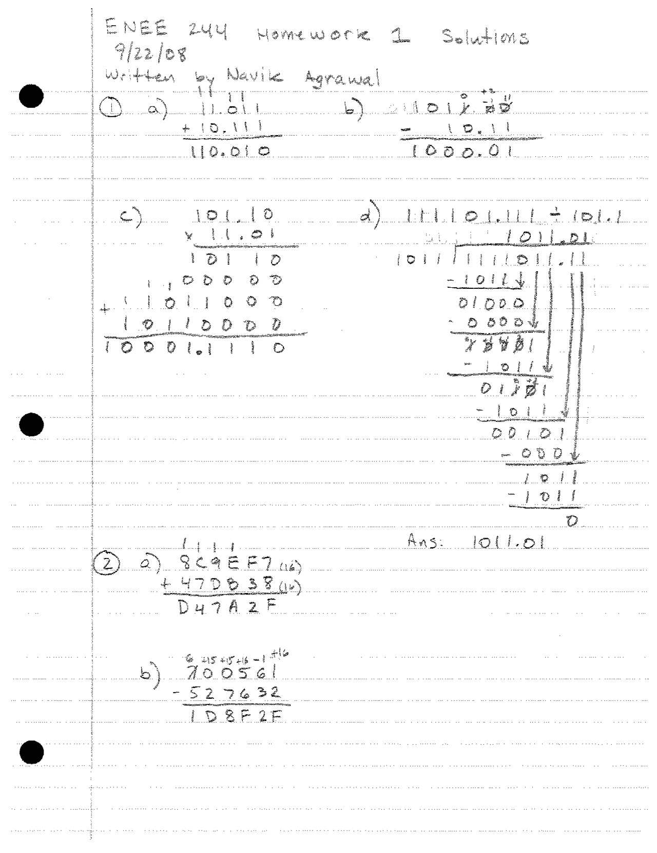 Homework 1 With Solution For Digital Logic Design Enee 244 Docsity