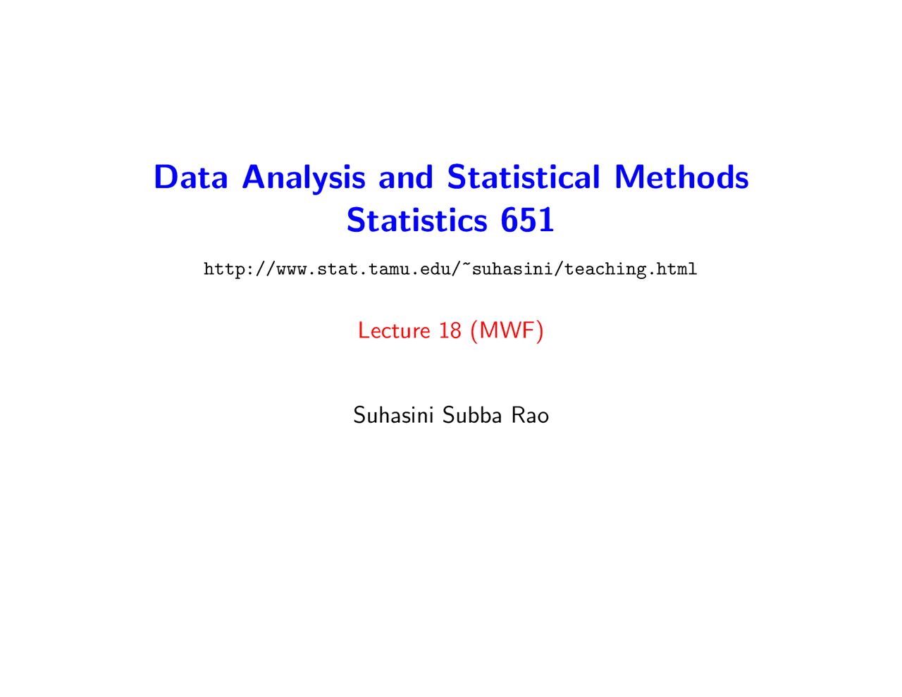 Lecture Slides For Data Analysis And Statistical Methods Stat 651 Docsity