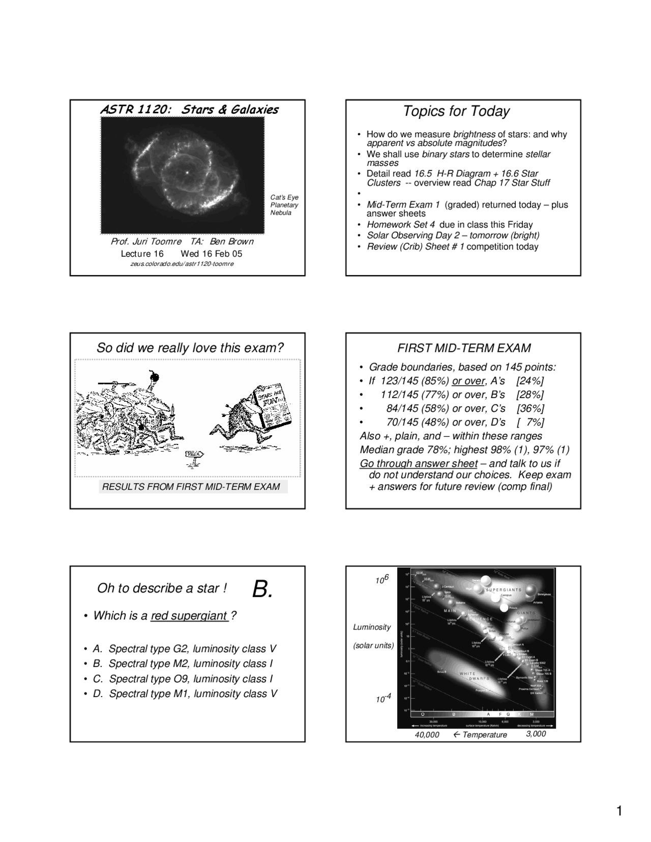 ASTR 1120: Stars & Galaxies - Lecture 16 | Study notes Astronomy | Docsity