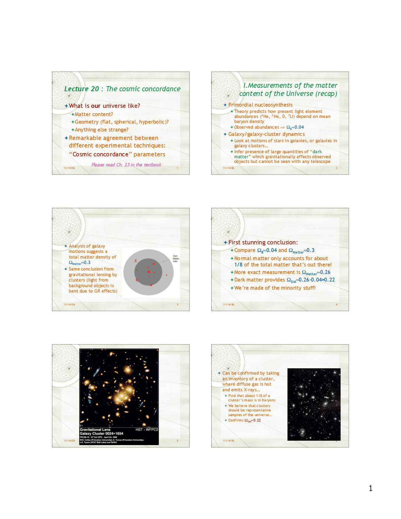 The Cosmic Concordance Lecture Slides Astr 340 Docsity