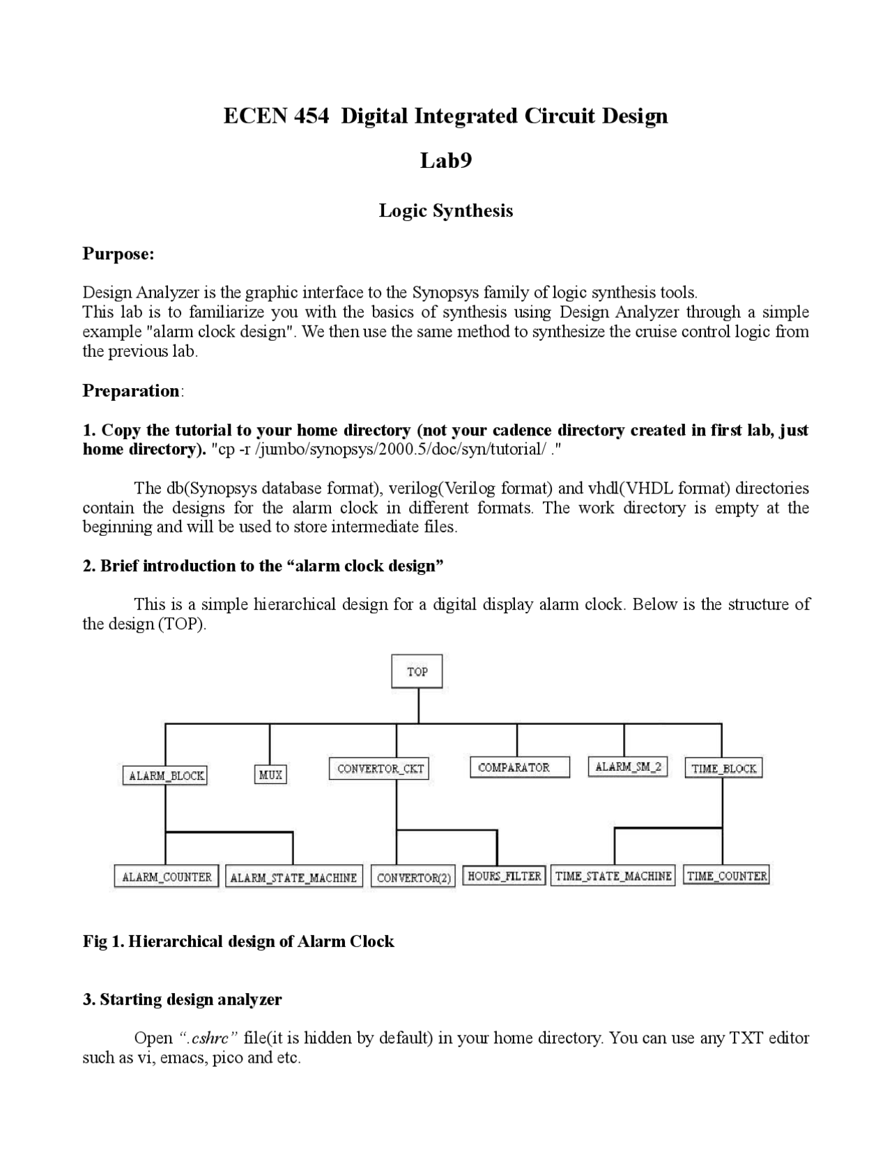 Logic Synthesis Digital Integrated Circuit Design Lab 9 Ecen 454 Lab Reports Electrical