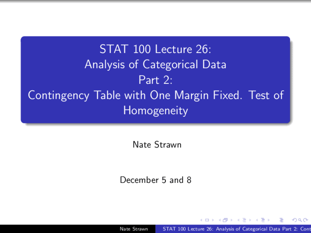 Class Note Analysis Of Categorical Data Part 2 Stat 100 Docsity
