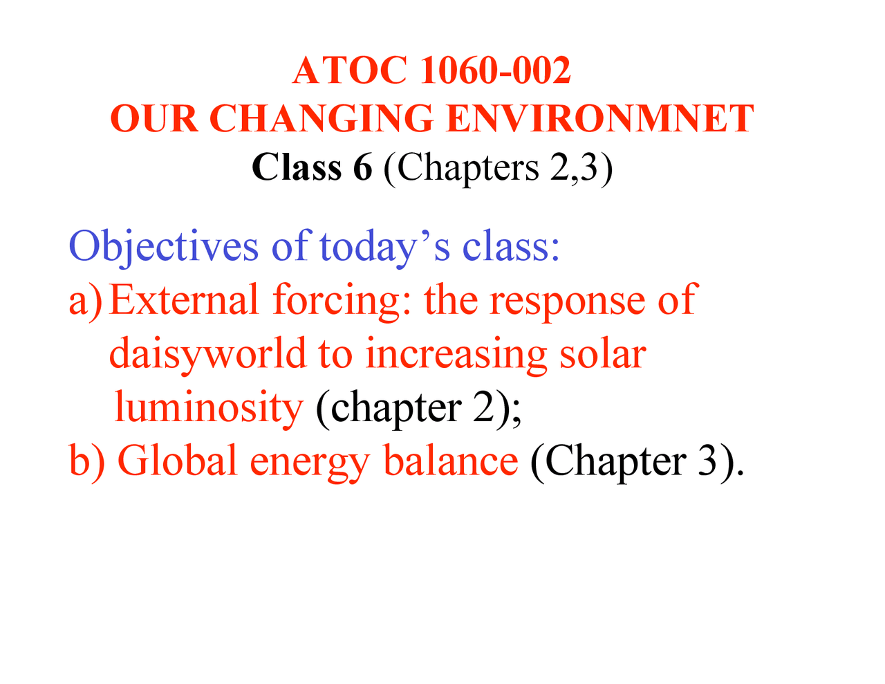 Notes On External Forcing And Global Energy Balance Atoc 1060 Docsity