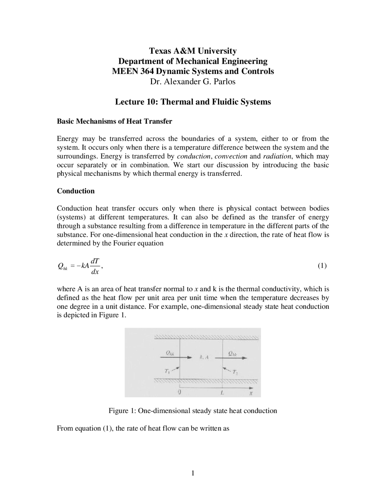 Thermal And Fluidic System Dynamic System And Control Meen 364