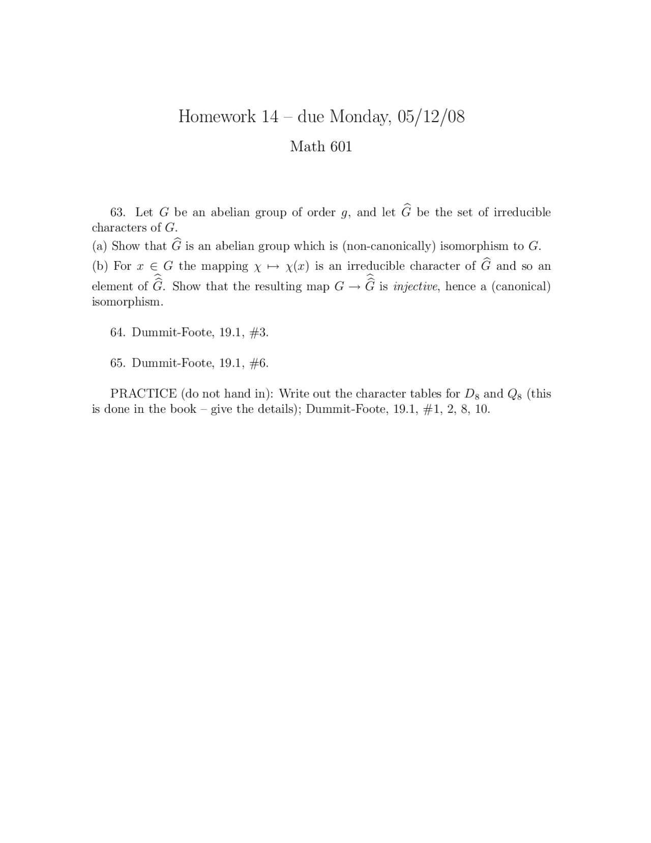 Homework 14 Questions Abstract Algebra Ii Math 601 Docsity