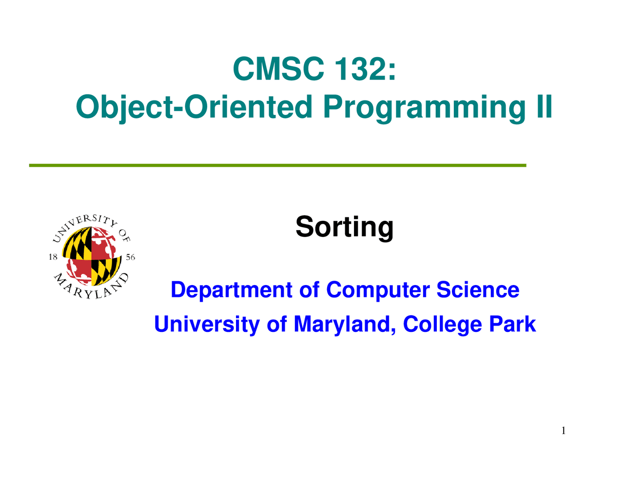 Notes On Sorting Object Oriented Programming Ii Cmsc 132 Docsity