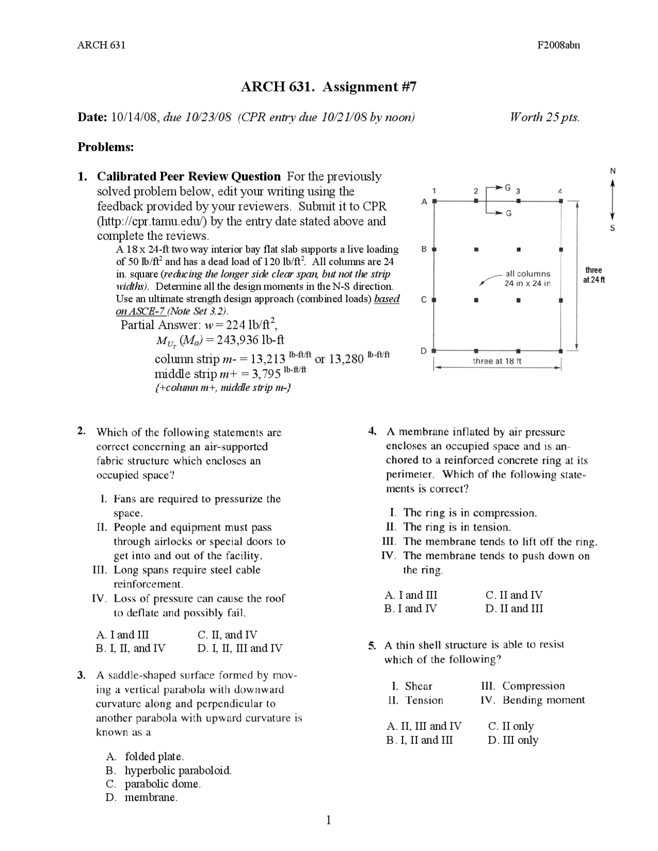 Applied Architecture Structures Assignment 7 Solutions Arch 631