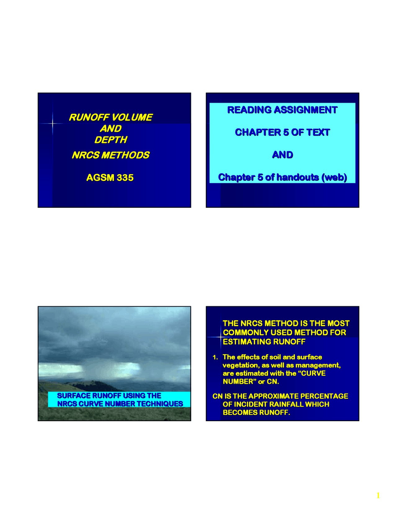 Runoff Volume And Depth Nrcs Methods Lecture Slides Agsm 335 Docsity