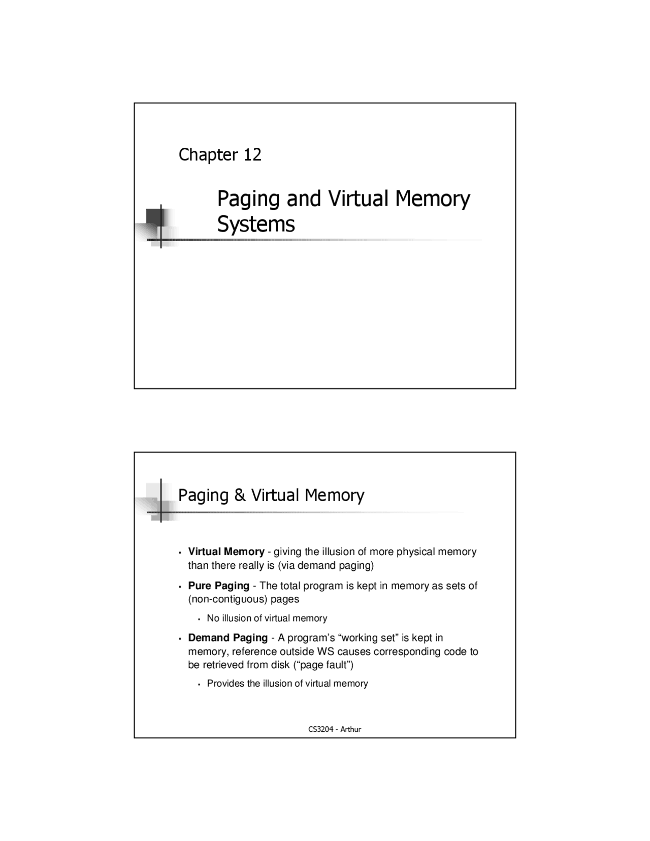 Class Notes For Paging And Virtual Memory Systems Operating Systems Cs 3204 Docsity 8399