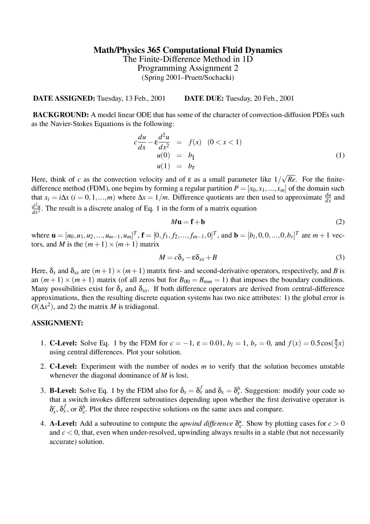 Computational Fluid Dynamics The Finite Difference Method In 1d