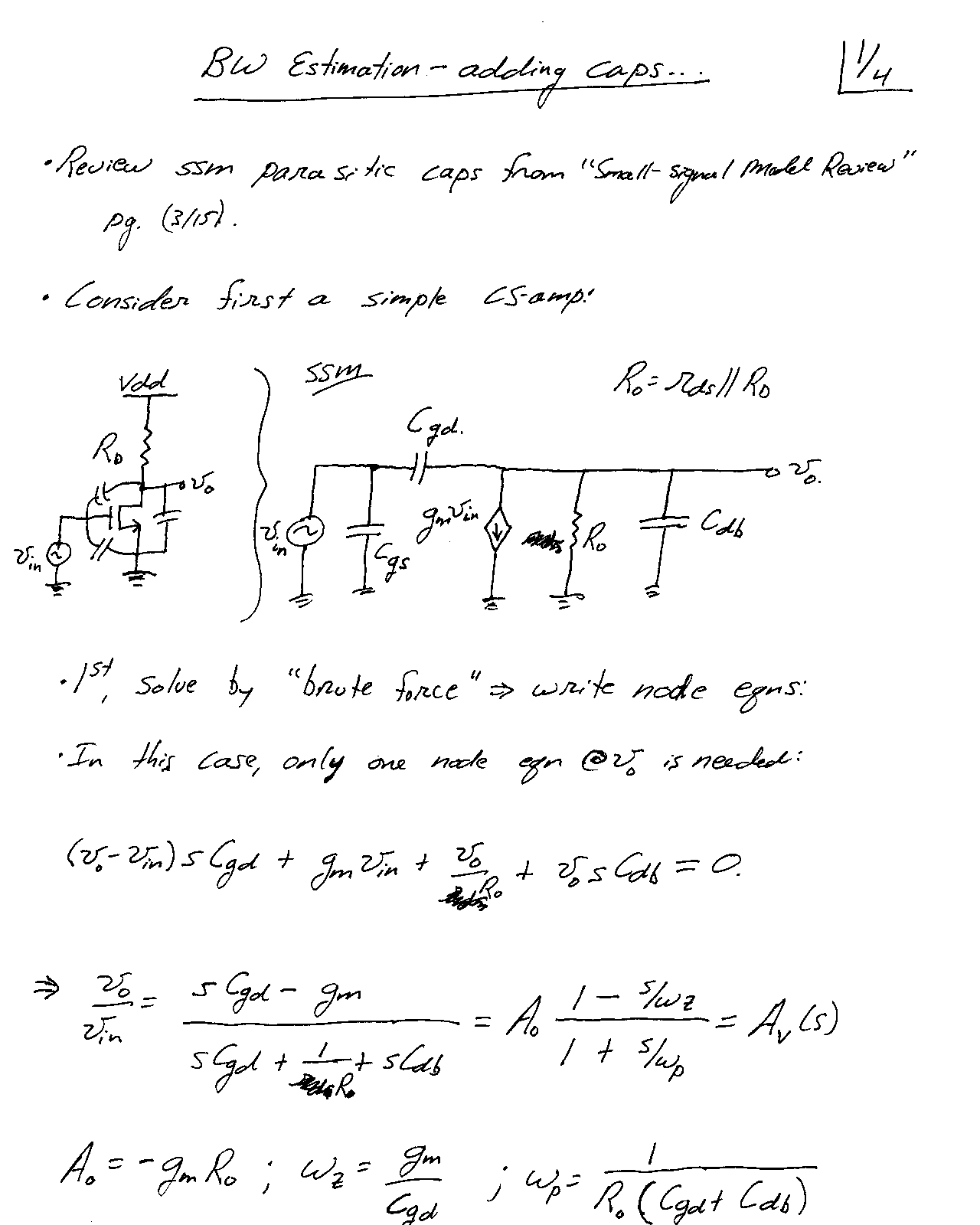 Bw Estimation Analog Ic Design Handout Ecen 4827 Docsity