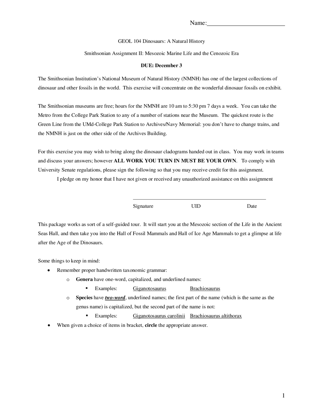 Practice Assignment 2 Dinosaurs A Natural History Geol 104 Docsity