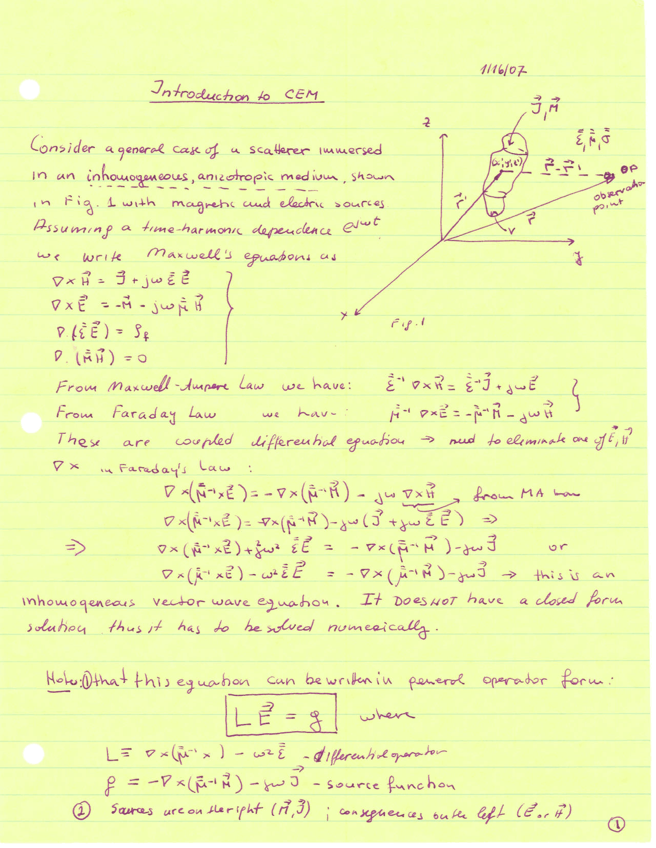 Introduction To Chemistry Computational Electromagnetics Notes