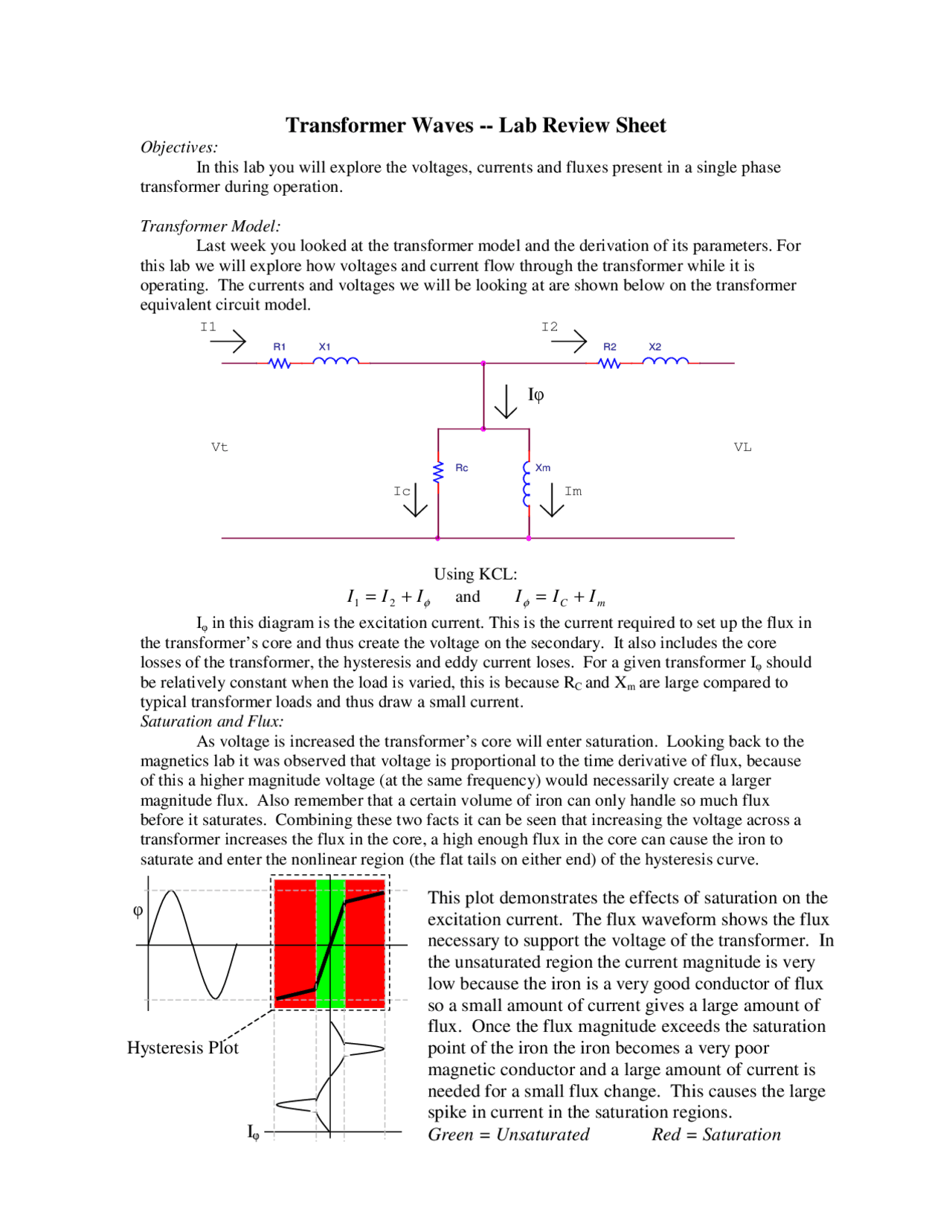 Transformer Waves Lab Review Sheet Ece 3354 Docsity