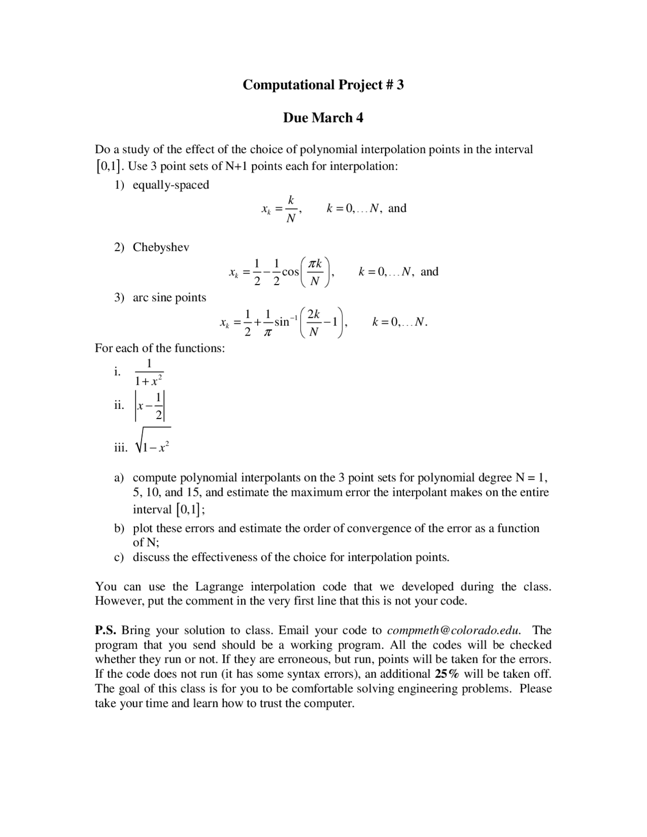 Polynomial Interpolation Computational Methods Project 3 Mcen 3030 Docsity