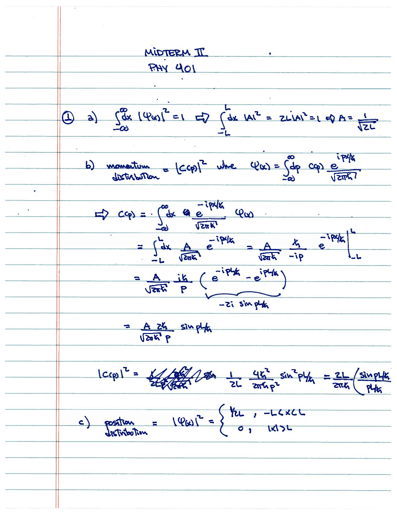 Handout Midterm 2 Quantum Physics I Phys 401 Docsity