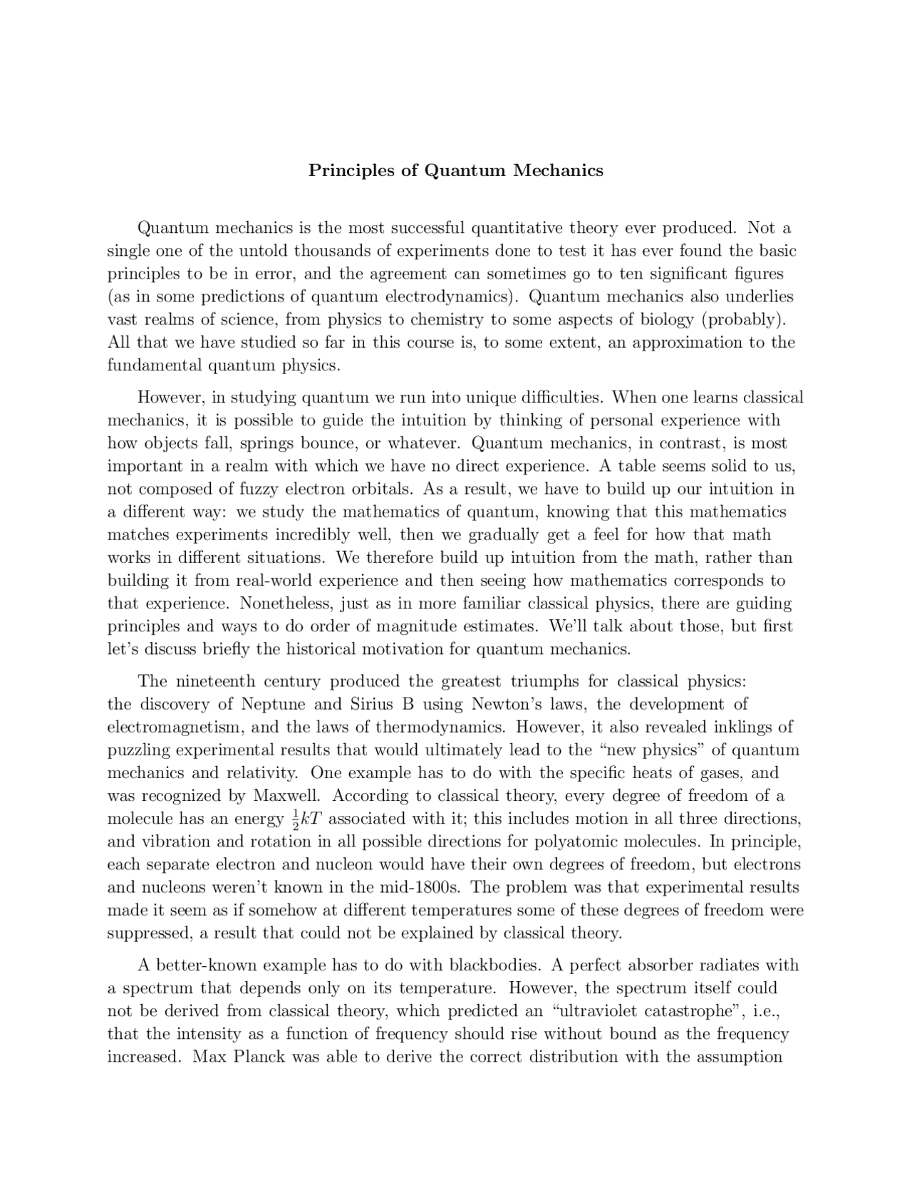 Principles of Quantum Mechanics - Theoretical Astrophysics | ASTR 320 ...