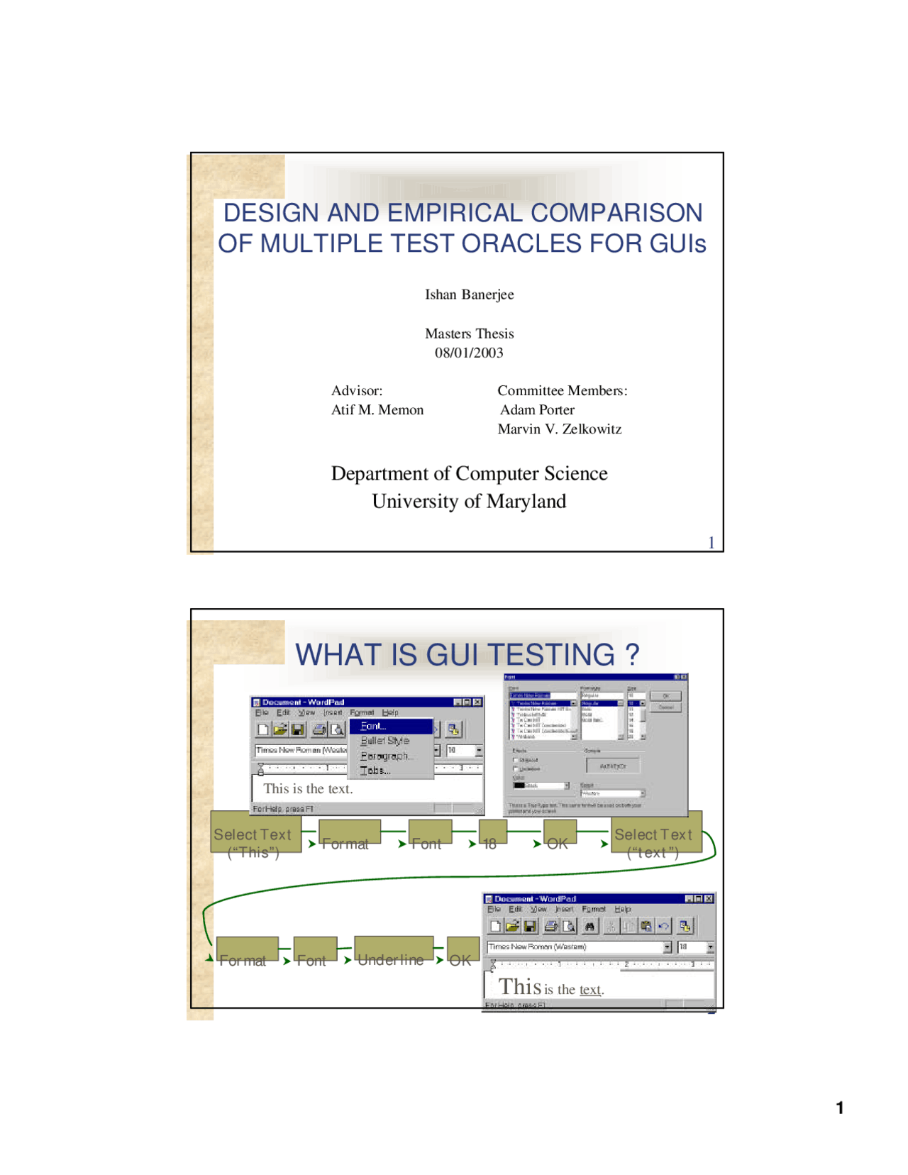 Design And Empirical Comparison Of Multiple Test Oracles For Guis Cmsc 435 Docsity