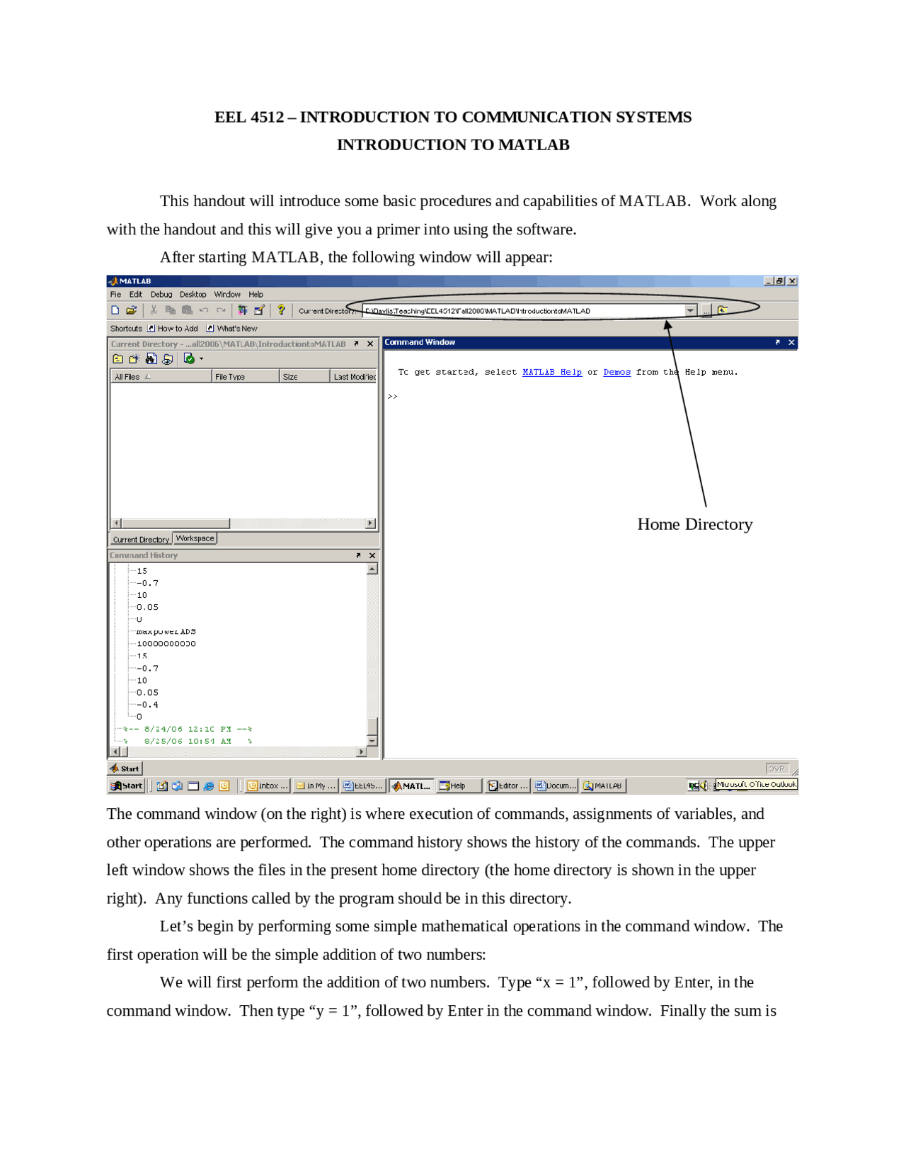 Introduction To Communication Systems And The Matlab Eel 4512c Docsity