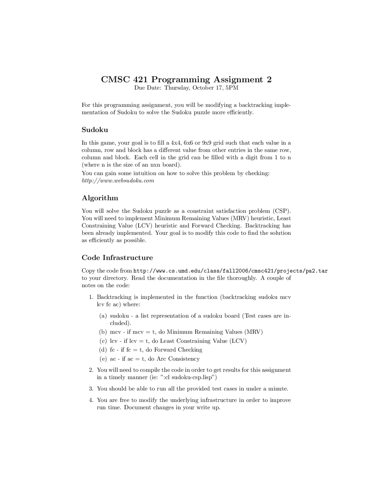 Programming Assignment 2 - Introduction to Artificial Intelligence | CMSC 421 | Assignments ...