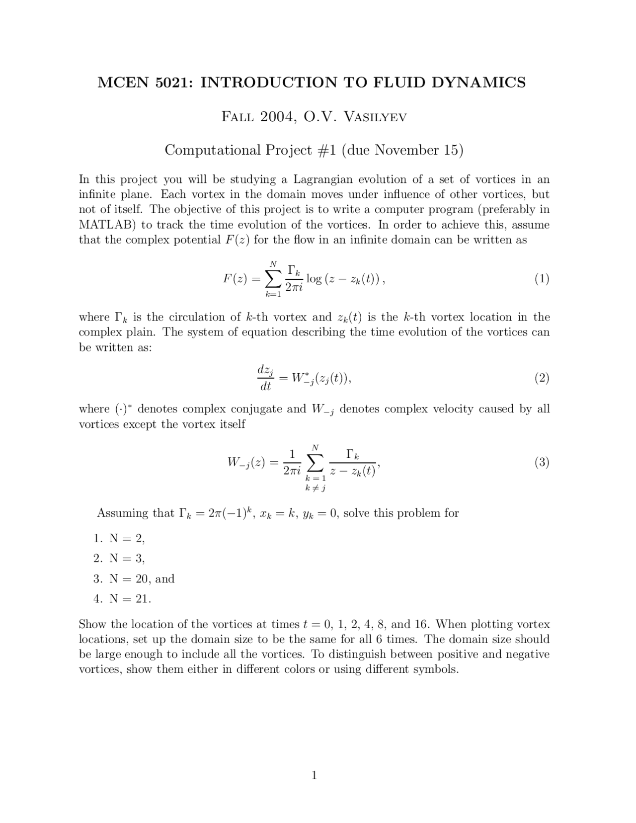 Computational Project 1 Introduction To Fluid Dynamics Mcen 5021 Docsity