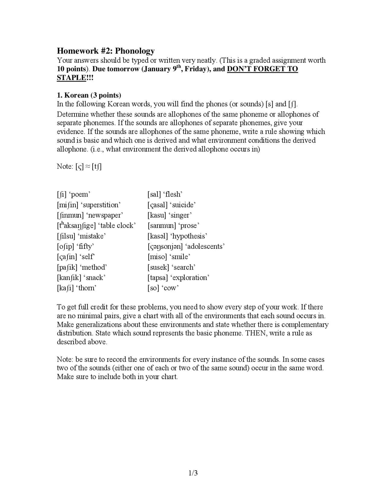 Homework 2 Phonology Language And Mind Ling 240 Docsity