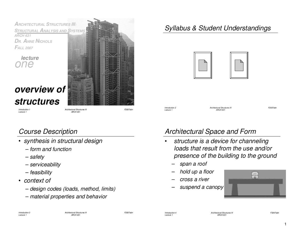 Overview of Structure - Architecture Structures - Lecture Slides | ARCH ...