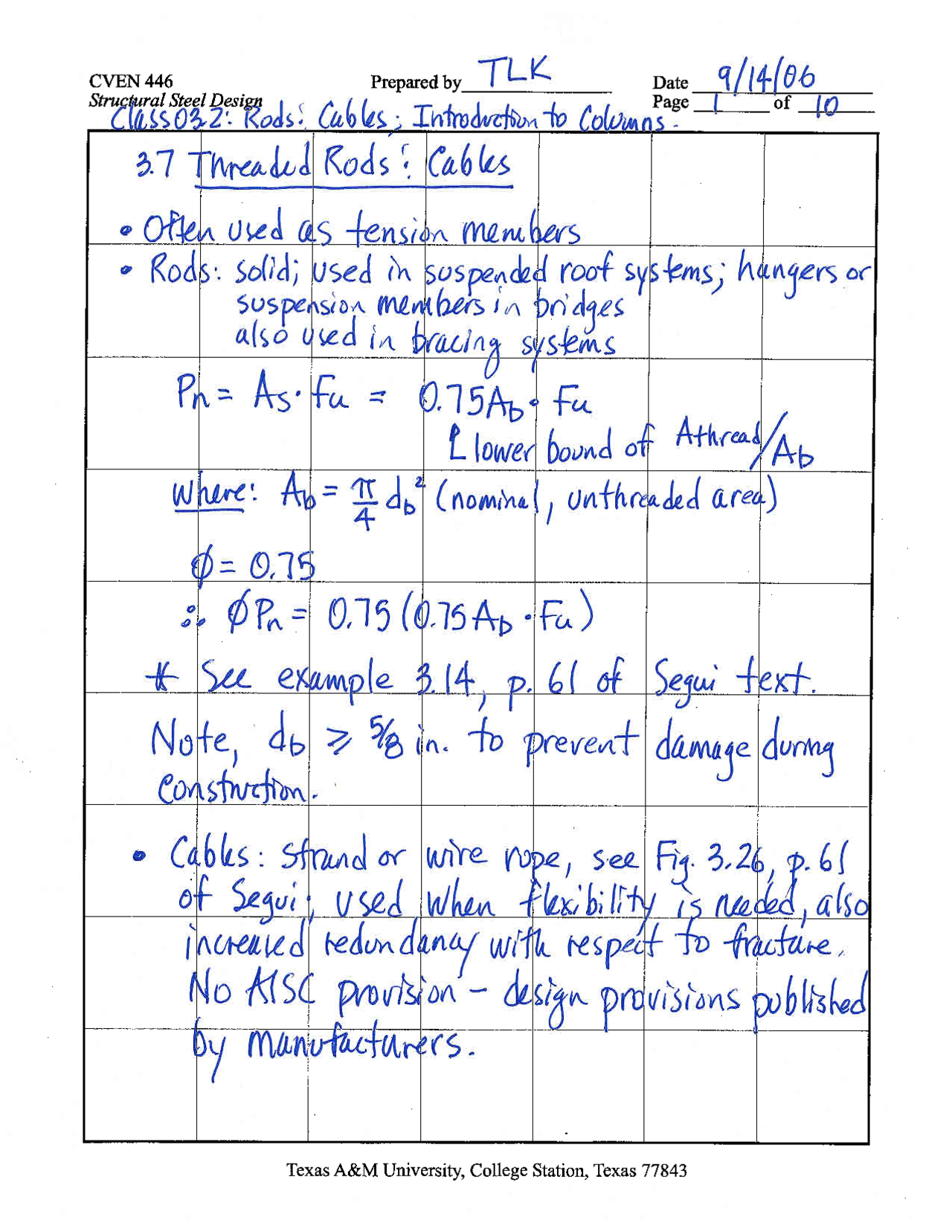 Handwritten Notes On Introduction To Columns Cven 446 Docsity