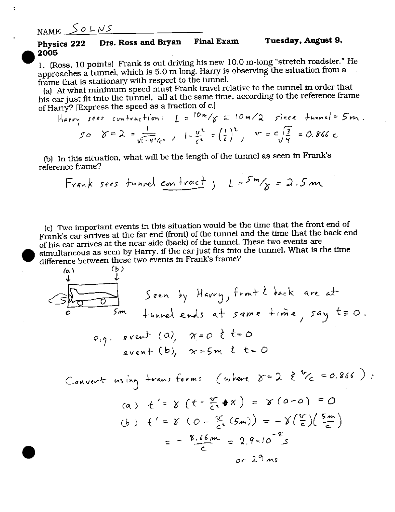 Final Exam With Solutions Modern Physics For Engineers Phys 222