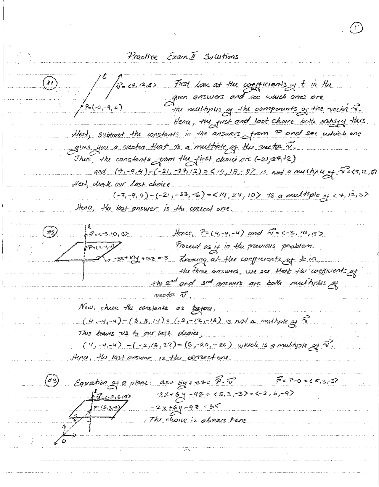 Practice Exam 2 Solutions Vector Geometry Math 1224 Docsity