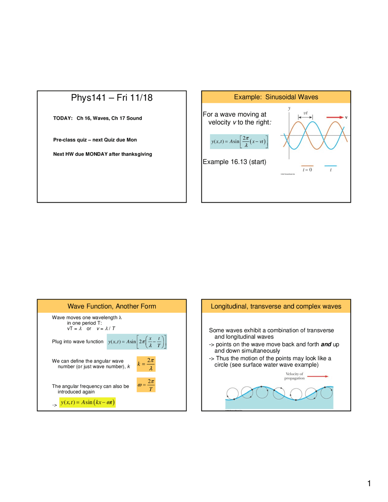Waves And Sound Principles Of Physics Lecture Slides Phys 141