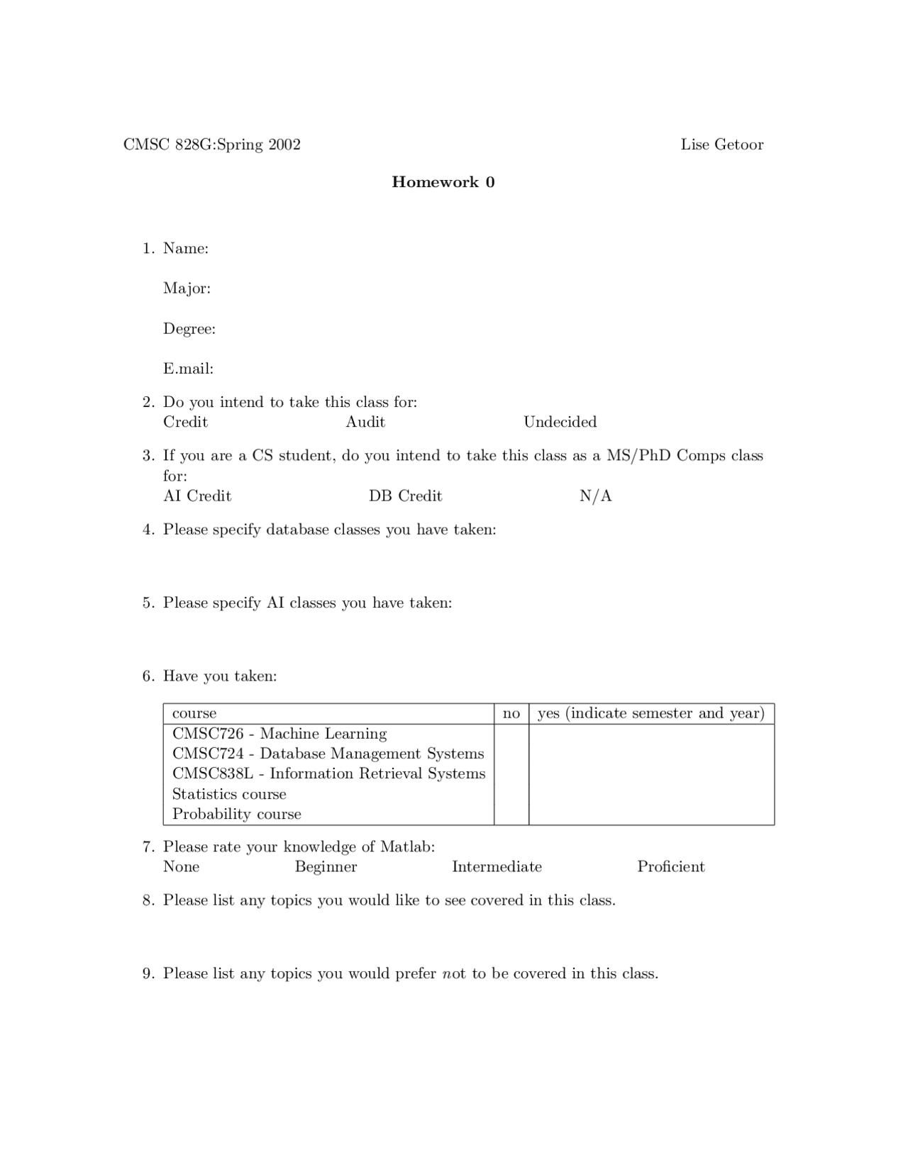 10 Problems On Database Management Systems Homework Cmsc 828g Assignments Informática
