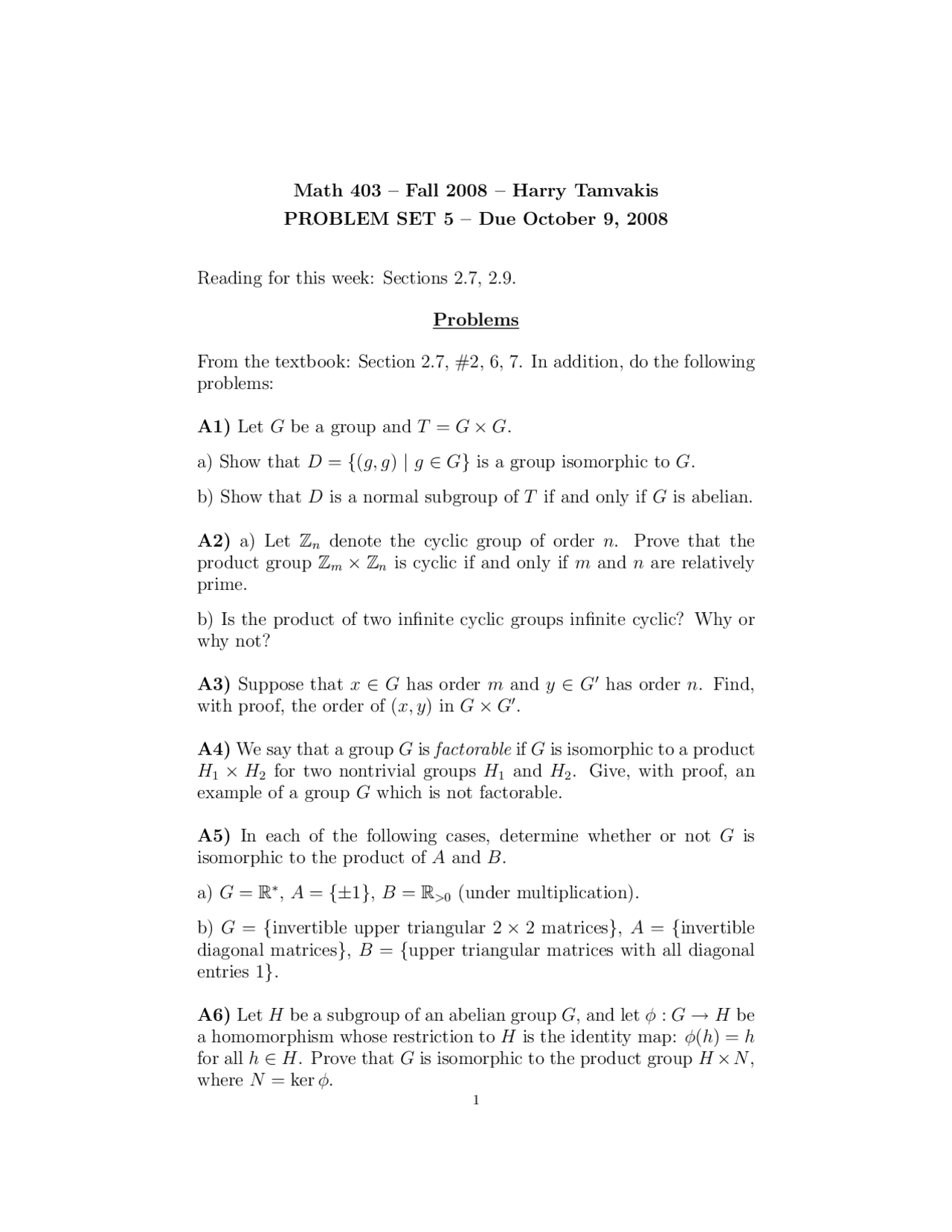 9 Questions On Introduction To Abstract Algebra Problem Set 5 Math