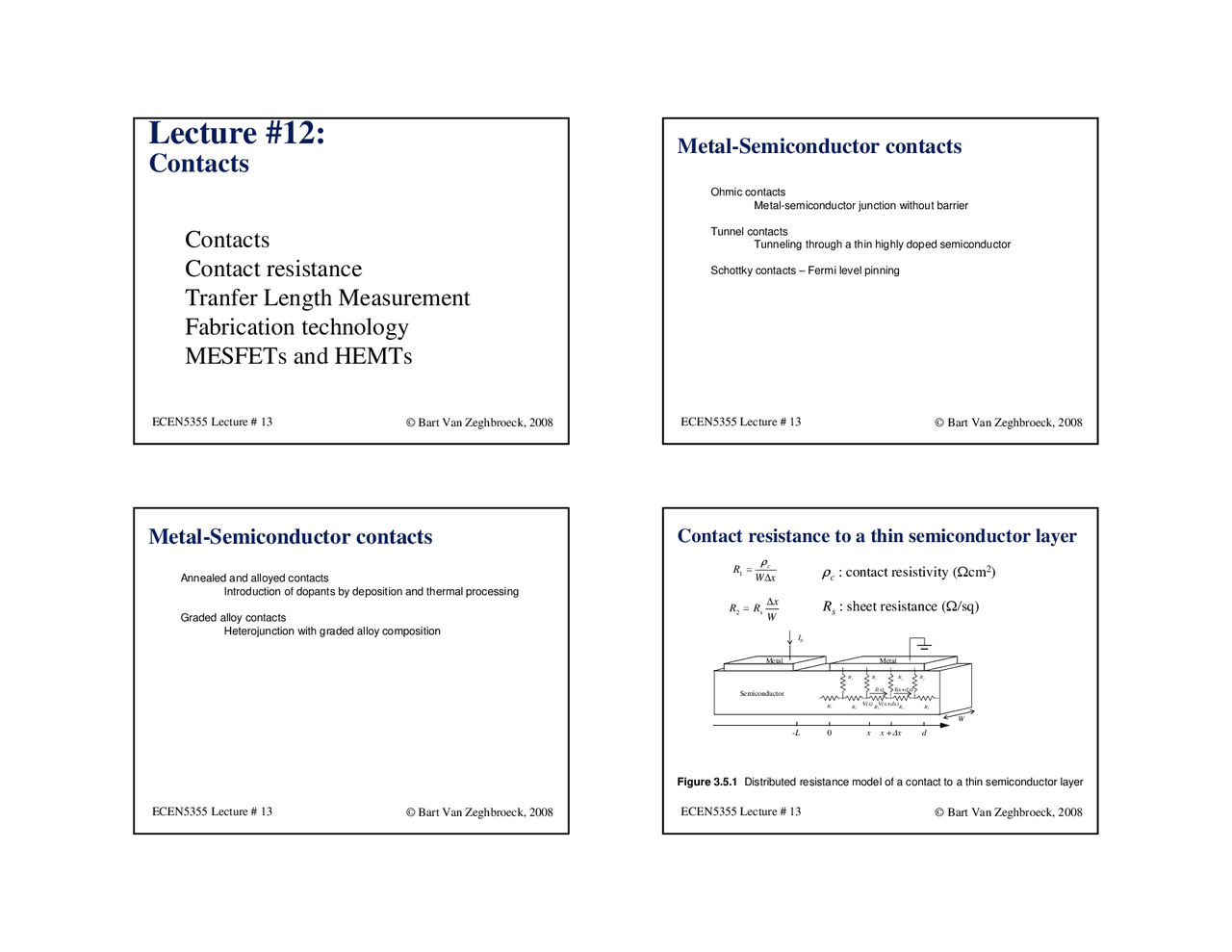Lecture Slides On Contacts Principles Of Electronic Devices 1 Ecen 5355 Docsity