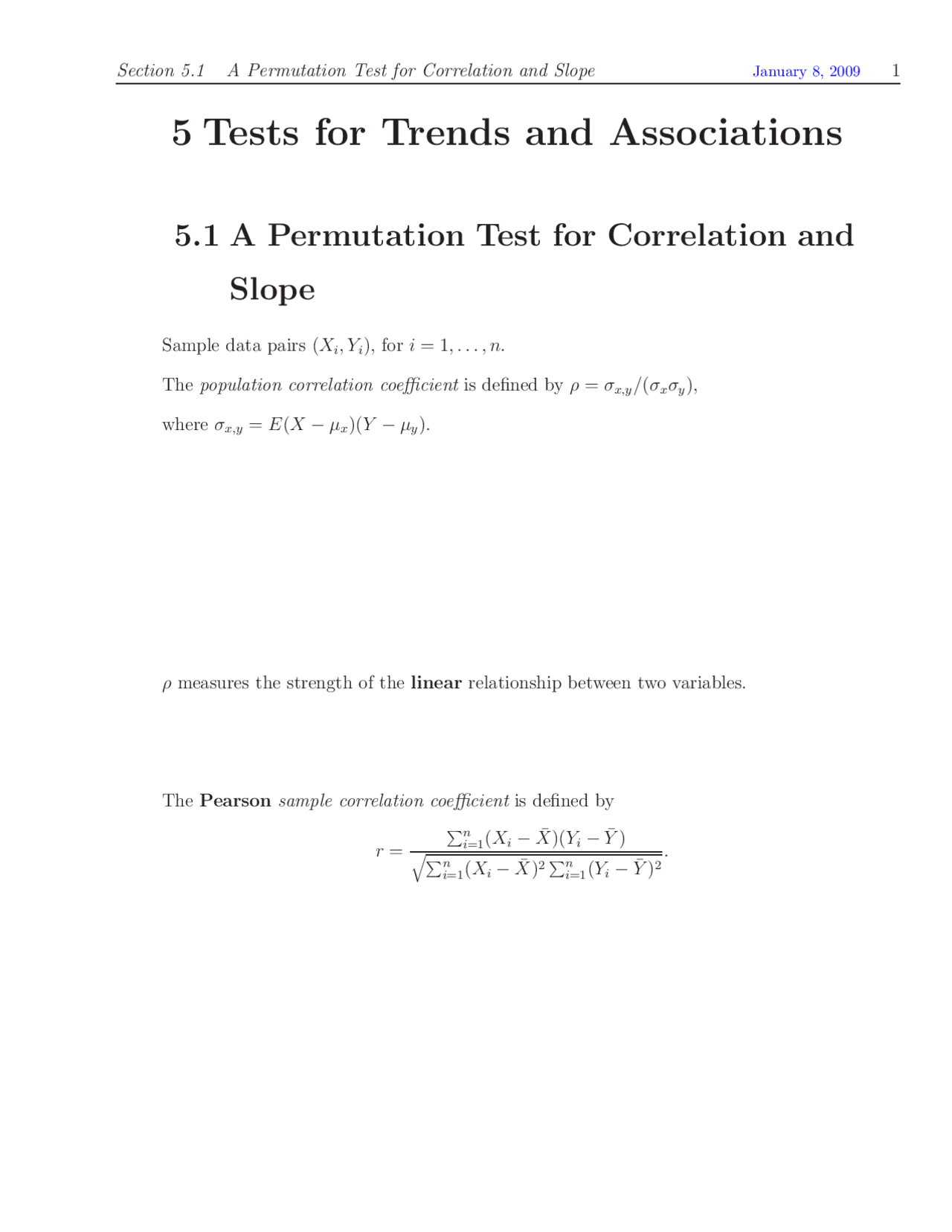 A Permutation Test for Correlation and Slope | MATH 324 - Docsity