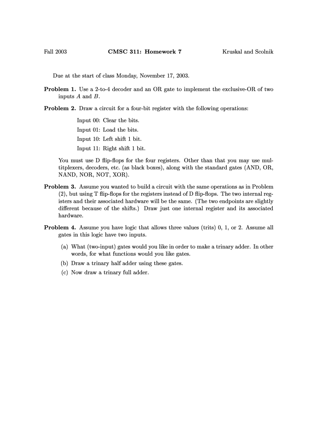 Homework 7 Computer Organization Problems Cmsc 311 Docsity