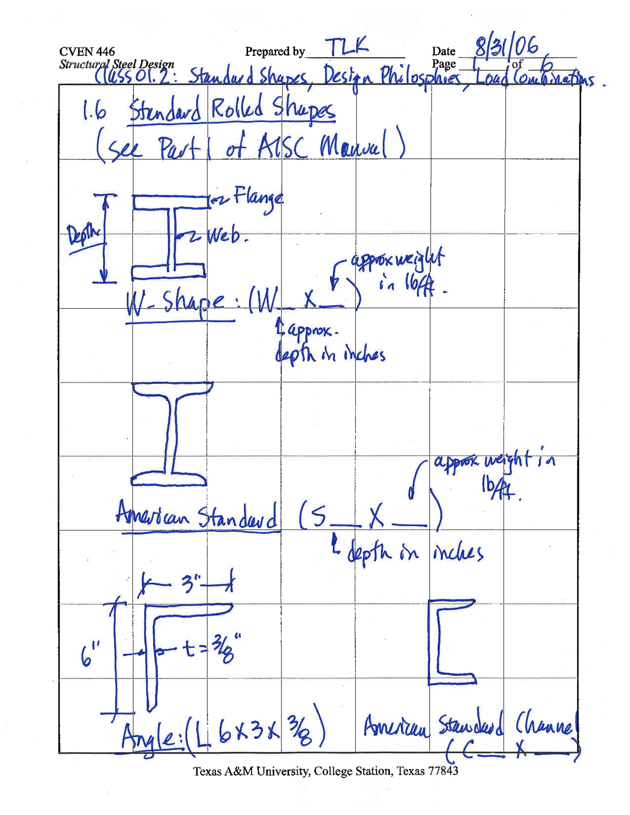 Standard Shapes, Design Philosophies and Load Combination | CVEN 446 - Docsity