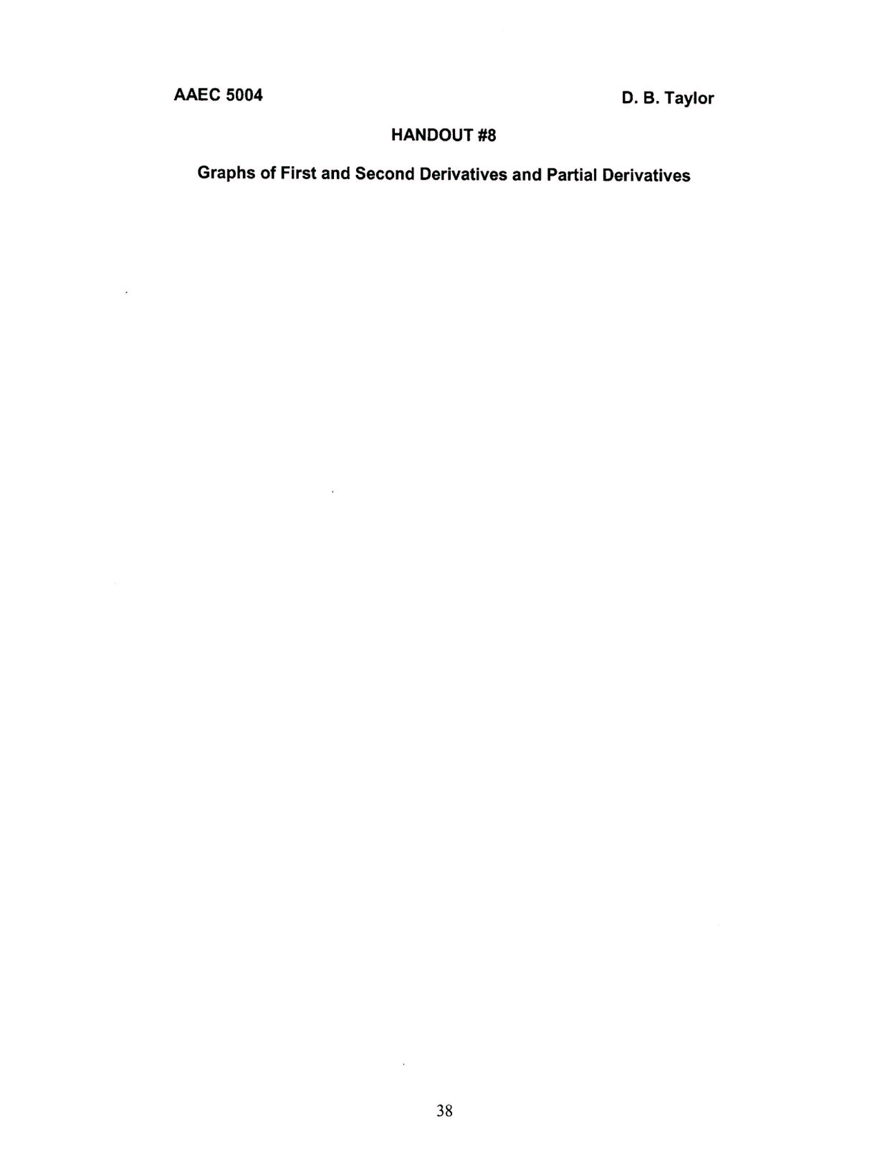 Graphs Of First And Second Derivatives And Partial Derivatives Aaec